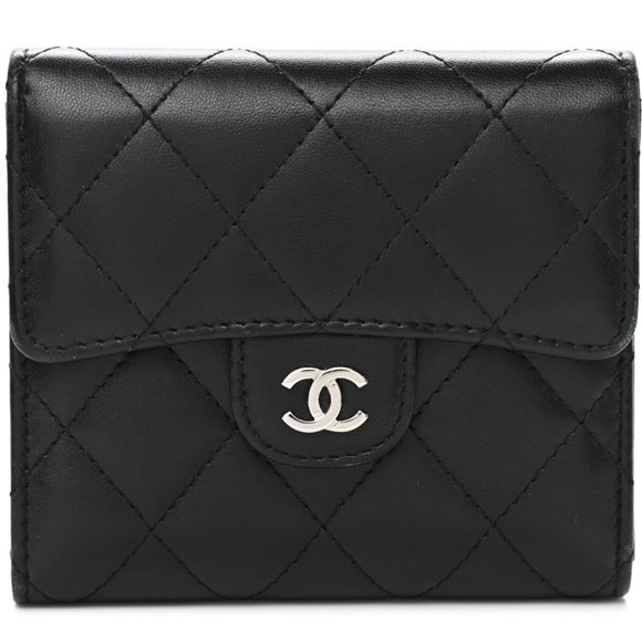 CHANEL | Bags | Chanel Authentic Lambskin Quilted Compact Flap Wallet ...